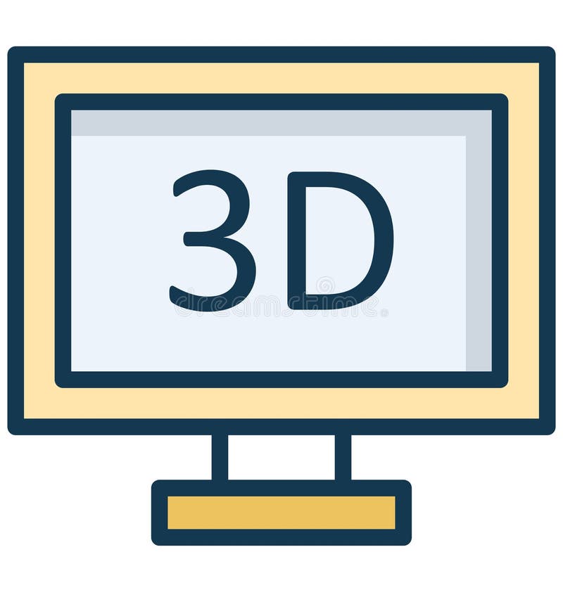 Three Dimension Monitor Isolated Vector Icon Which Can Easily Modify or ...
