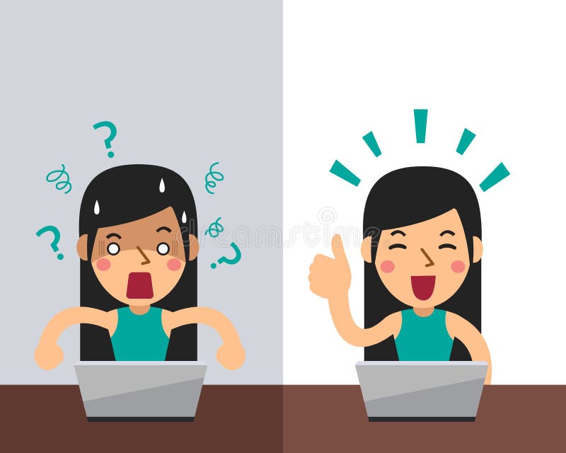 Vector Cartoon Woman Expressing Different Emotions Stock Vector ...