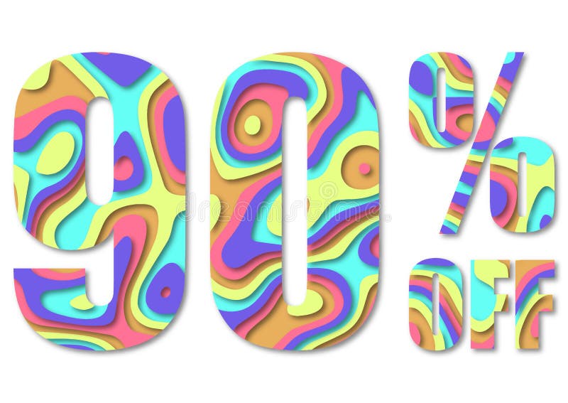 Sale 90 Percent Off. Paper Cut with Leaves Sale 90 on Dark Background ...