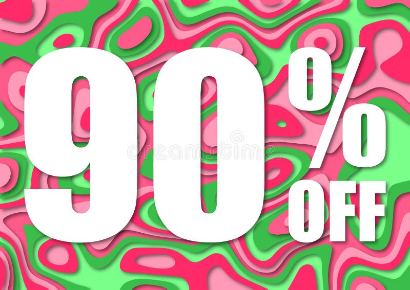 Sale 90 Percent Off. Paper Cut with Leaves Sale 90 on Dark Background ...