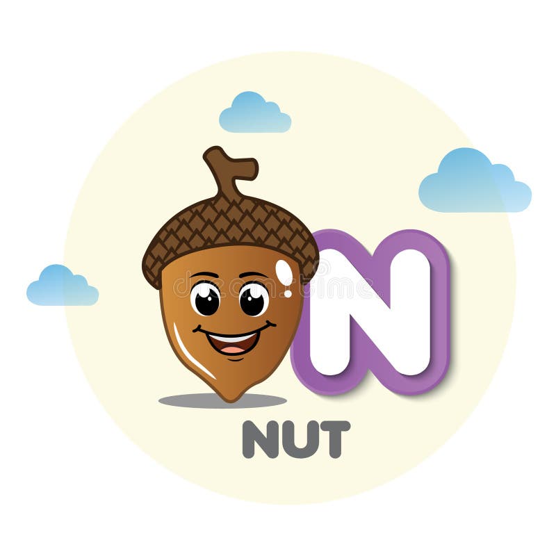 Nut mascot with letter N stock vector. Illustration of colorful - 143307349