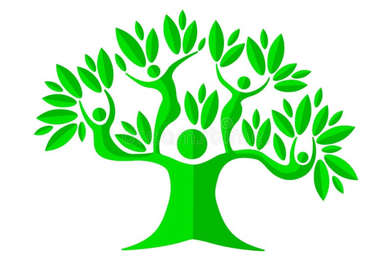 Green Color Family Nature Tree, Team Symbol Stock Vector - Illustration ...