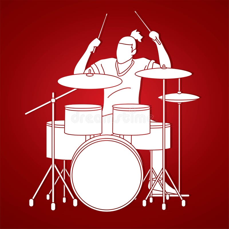 Musician Playing Drum, Music Band Graphic Stock Vector - Illustration ...