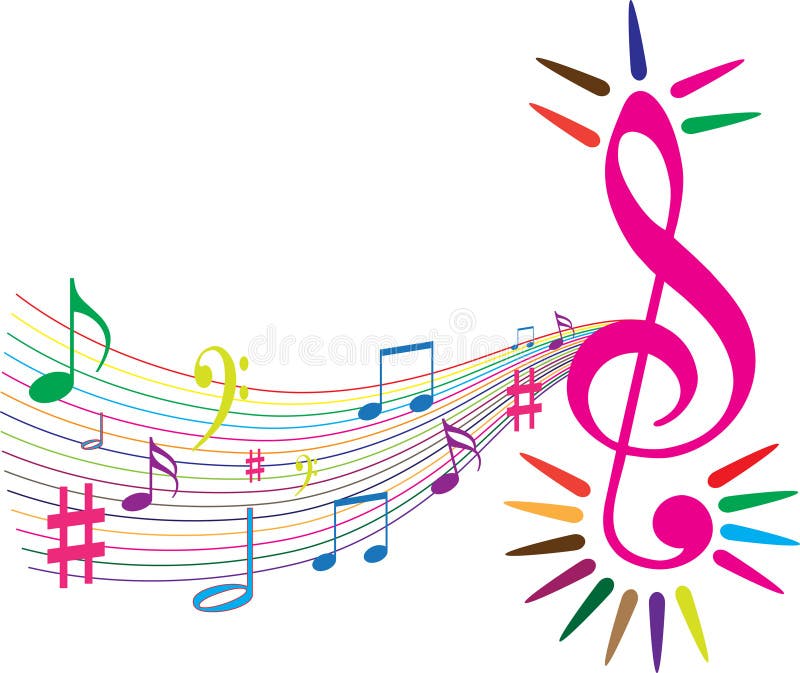 Element Colors Music Notes on White Background Illustration Stock ...