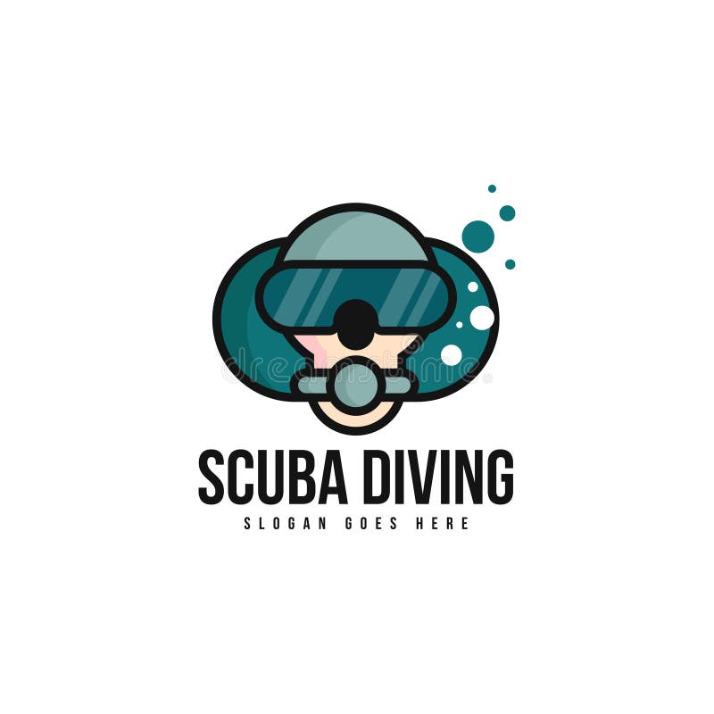 Scuba Diver With Underwater Equipment Logo Template. Diving Club Vector ...