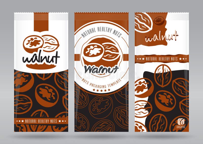 Walnuts packaging set stock vector. Illustration of design - 143724130