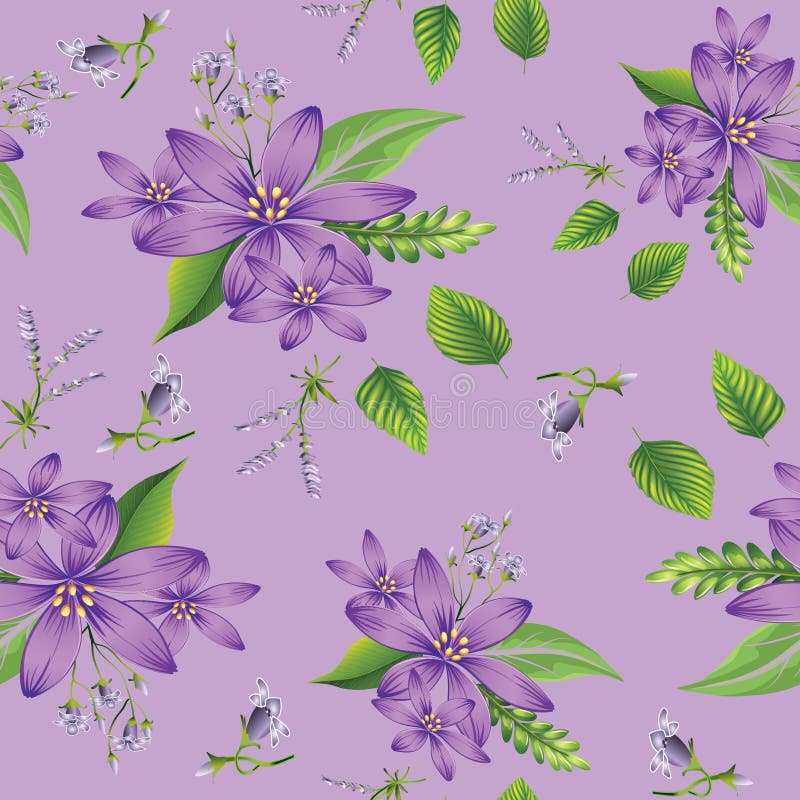 Seamless Tropical Flower with Leaves Pattern Stock Vector ...