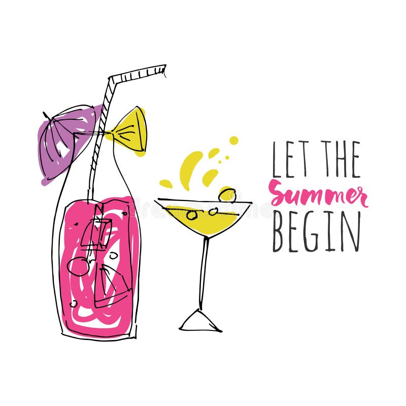 Let the Summer Begin Hand Drawn Vector Lettering Phrase. Design for ...