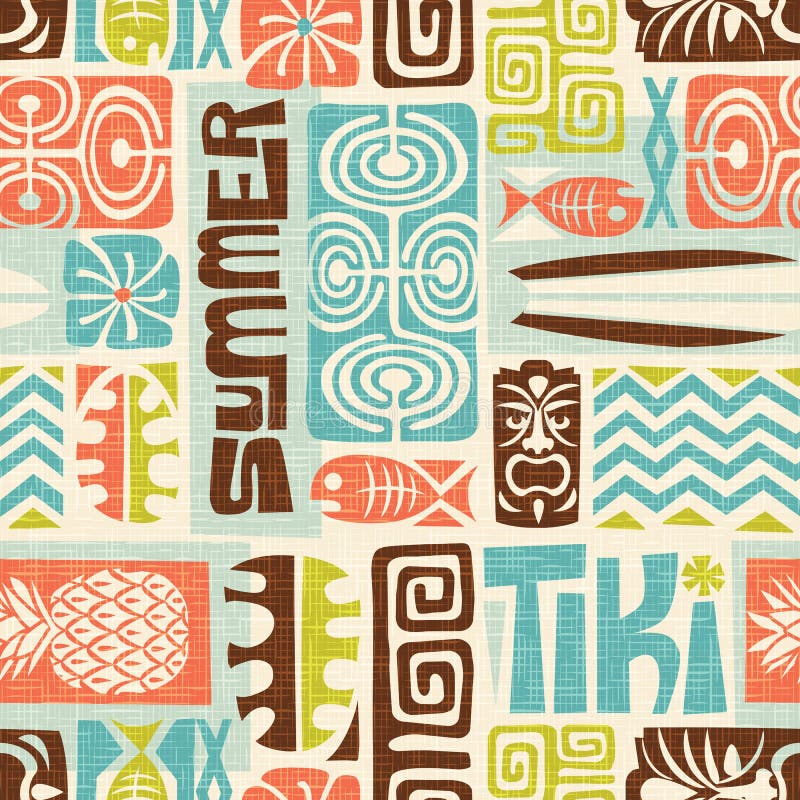 Seamless Exotic Tiki Pattern. Vector Illustration. Stock Vector ...