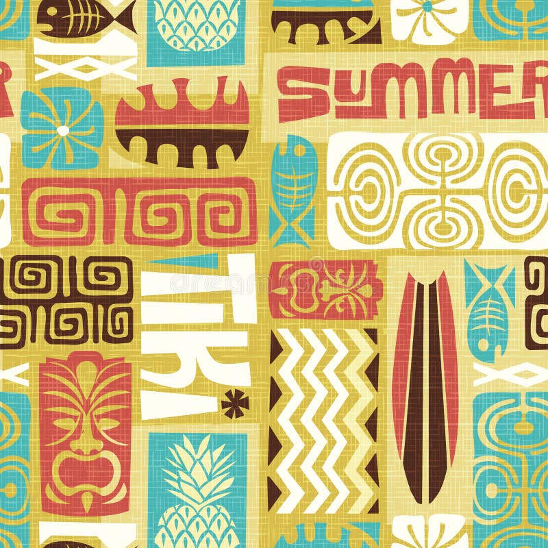 Seamless Tiki Mask Pattern stock vector. Illustration of hawaii - 9440930