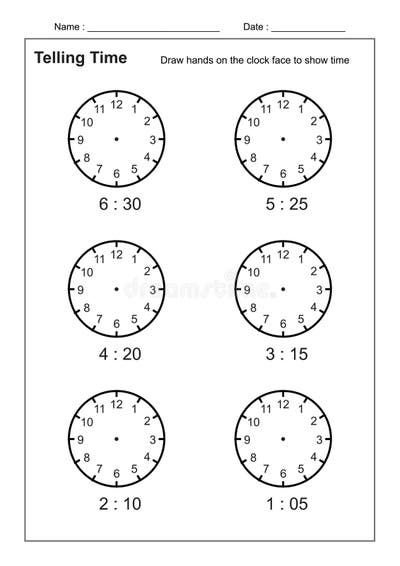 Telling Time Telling the Time Practice for Children Time Worksheets for ...