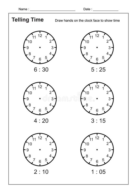Telling Time Telling the Time Practice for Children Time Worksheets for ...