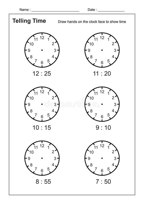 Telling Time Telling the Time Practice for Children Time Worksheets for ...