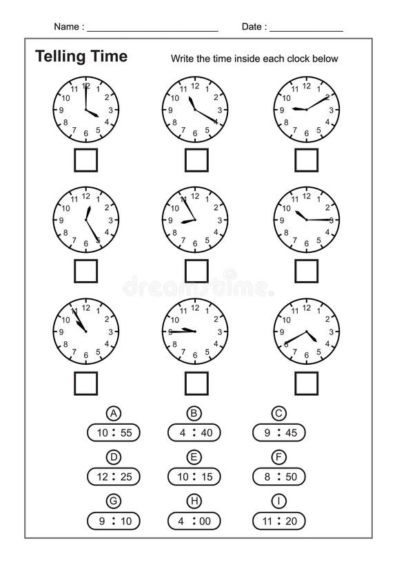 Telling Time Telling the Time Practice for Children Time Worksheets for ...
