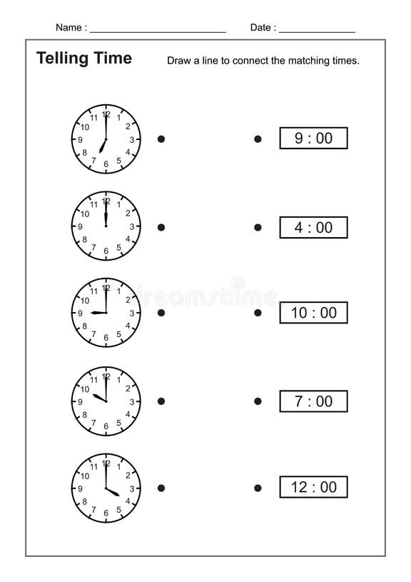 Telling Time Telling the Time Practice for Children Time Worksheets for ...