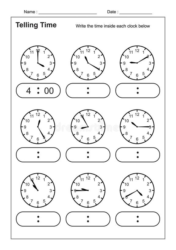 Time Worksheets Stock Illustrations – 414 Time Worksheets Stock ...