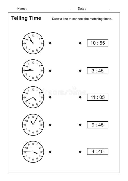 Telling Time Telling the Time Practice for Children Time Worksheets for ...