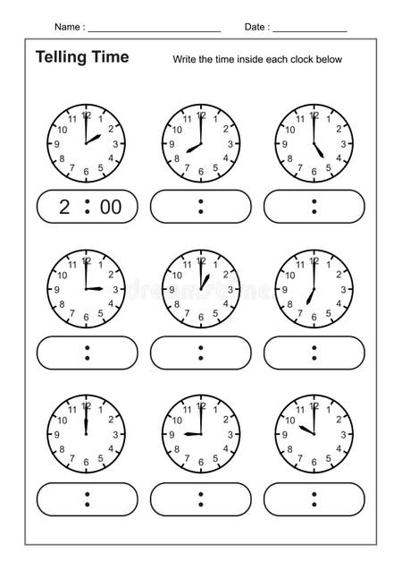 Telling Time Telling the Time Practice for Children Time Worksheets for ...