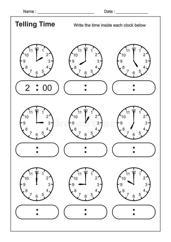 Telling Time Telling the Time Practice for Children Time Worksheets for ...