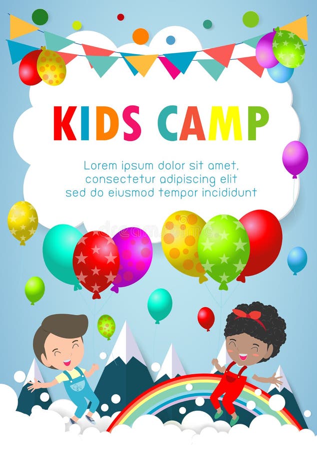 Kids Summer Camp Banner Poster Design Template for Kids Stock Vector ...