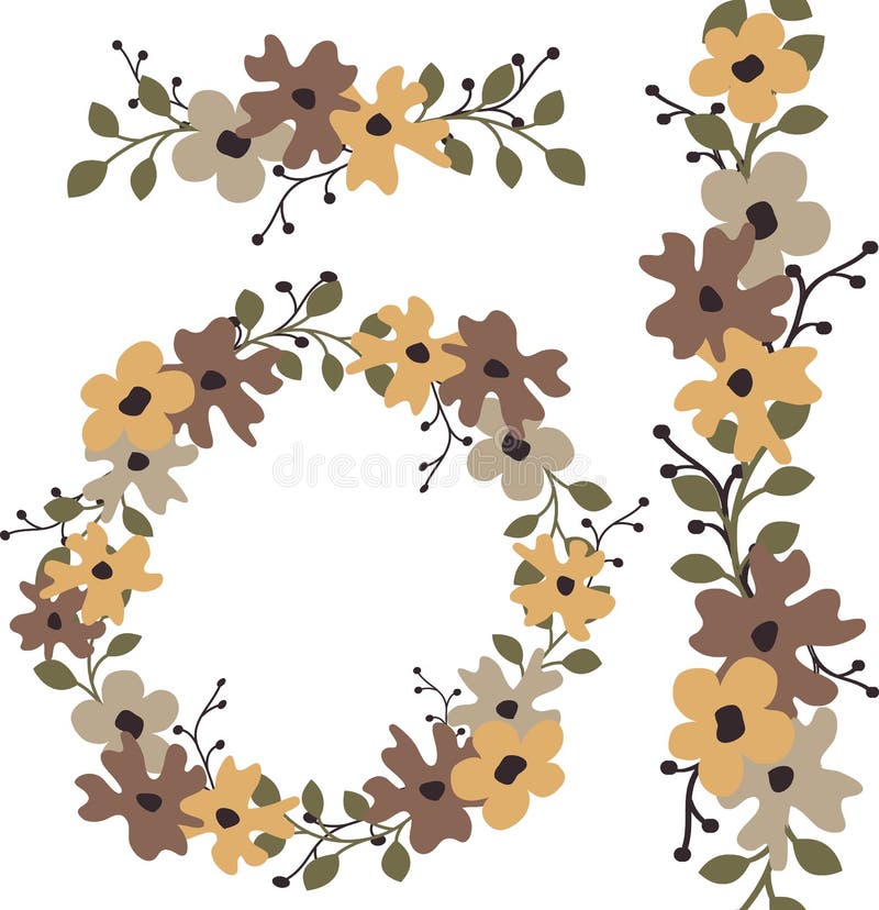 Frame with Simple Wildflowers. Template with Wild Plants. Stock Vector ...