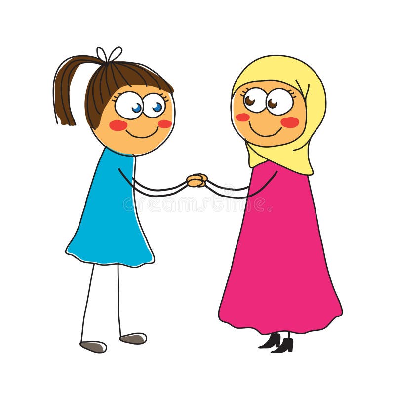 Two Funny Muslim Girls are Talking. Vector. Stock Vector - Illustration ...