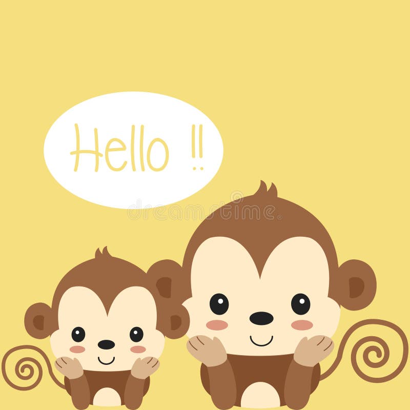 Cute Cartoon Baby Monkey With Banana Stock Vector - Illustration of ...