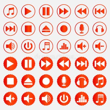 Music Player Icons Color Set Stock Vector - Illustration of forward ...