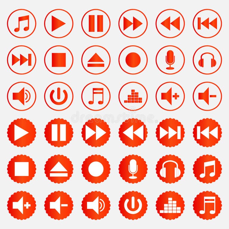 Music Player Icons Color Set Stock Vector - Illustration of forward ...