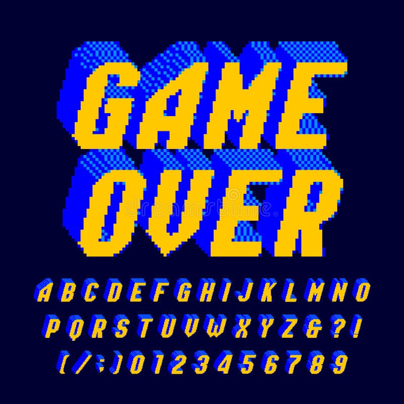 Game Over Alphabet Font. Digital Pixel Letters and Numbers Stock Vector ...
