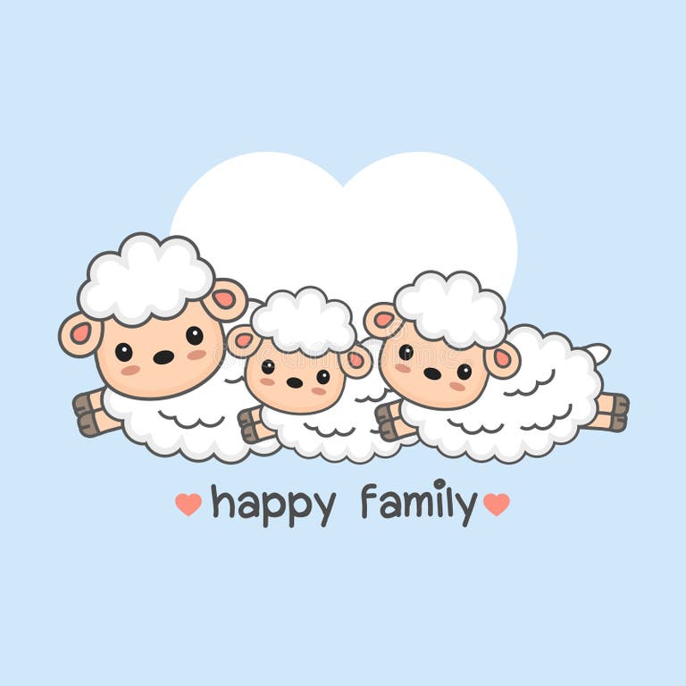 Happy Sheep Family. Mom Dad and Baby Sheep Cartoon Stock Vector ...