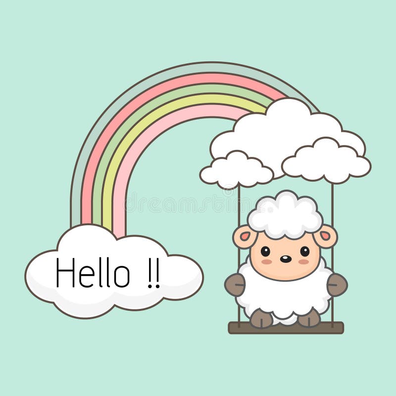 Little Sheep Cartoon Say Hello. Stock Vector - Illustration of hello ...