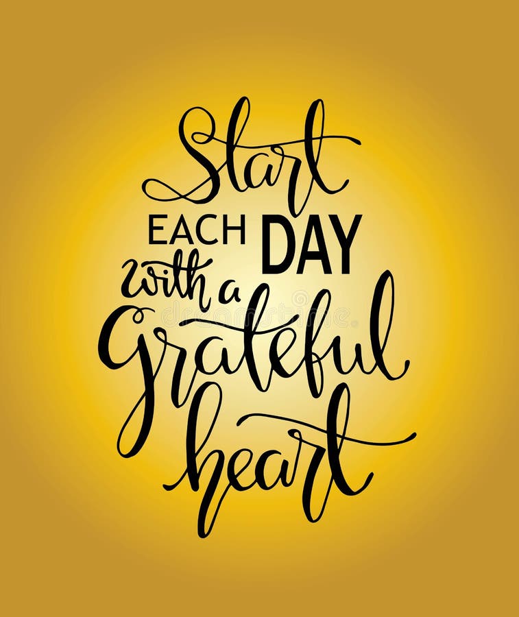 Grateful - Hand Lettering, Hand Drawn Card, Vector Illustration Stock ...