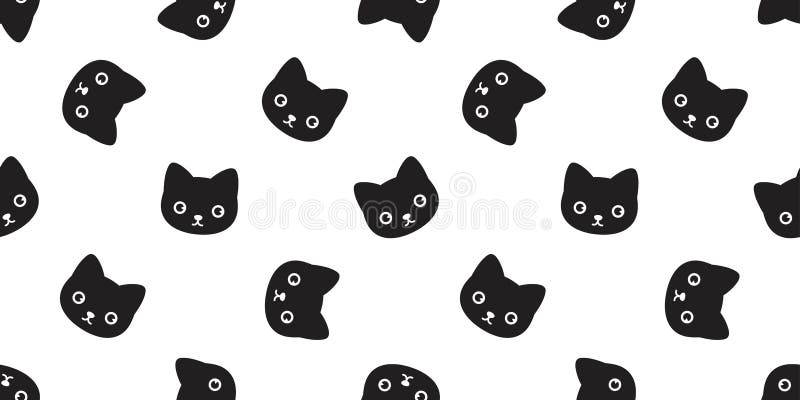 Cat Seamless Pattern Vector Pet Kitten Repeat Wallpaper Scarf Isolated ...