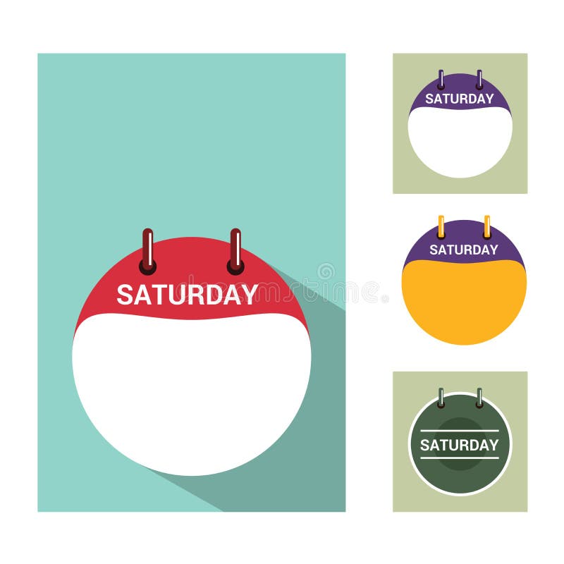 Saturday Calendar Flat Design with Color Options Stock Illustration ...