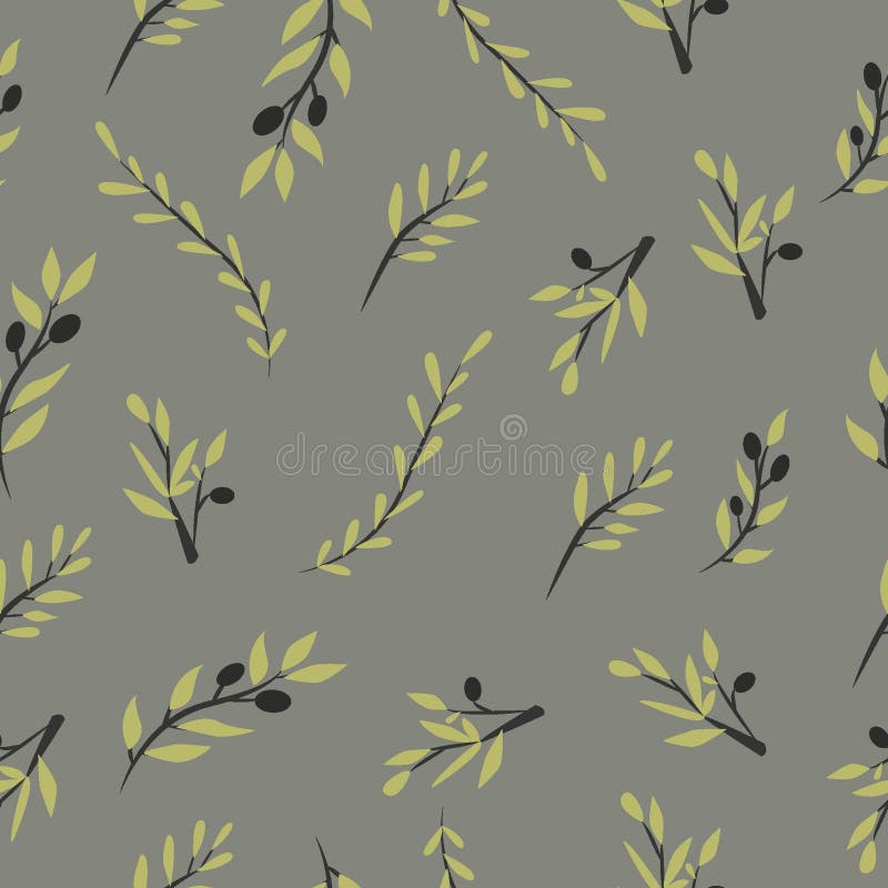 Olive Branch Seamless Pattern for Your Design Stock Vector ...