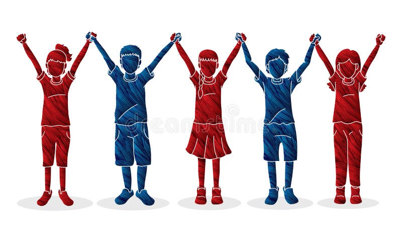 Group of Children Holding Hands Cartoon Graphic Stock Vector ...