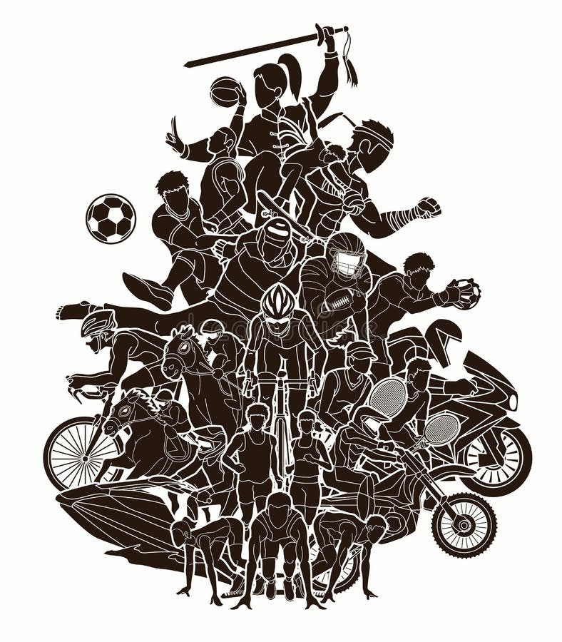 Sport Mix , Sport Players Cartoon Graphic Stock Vector - Illustration ...