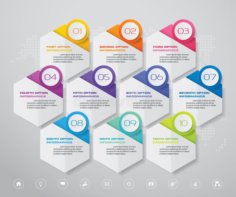 10 Steps Infographics Chart Design Element. for Data Presentation Stock ...