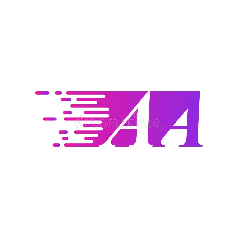 Initial Letter AA Fast Moving Logo Vector Purple Pink Color Stock ...