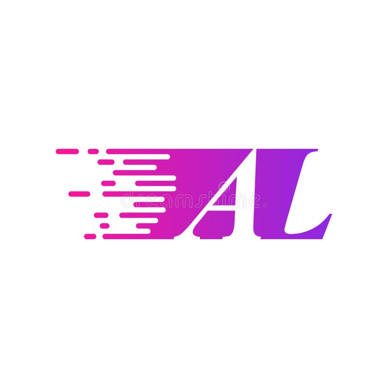Initial Letter AL Fast Moving Logo Vector Purple Pink Color Stock ...