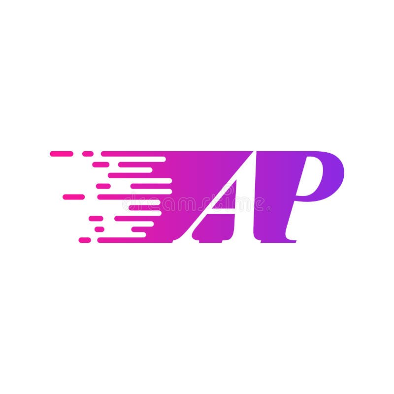 Initial Letter AP Fast Moving Logo Vector Purple Pink Color Stock ...