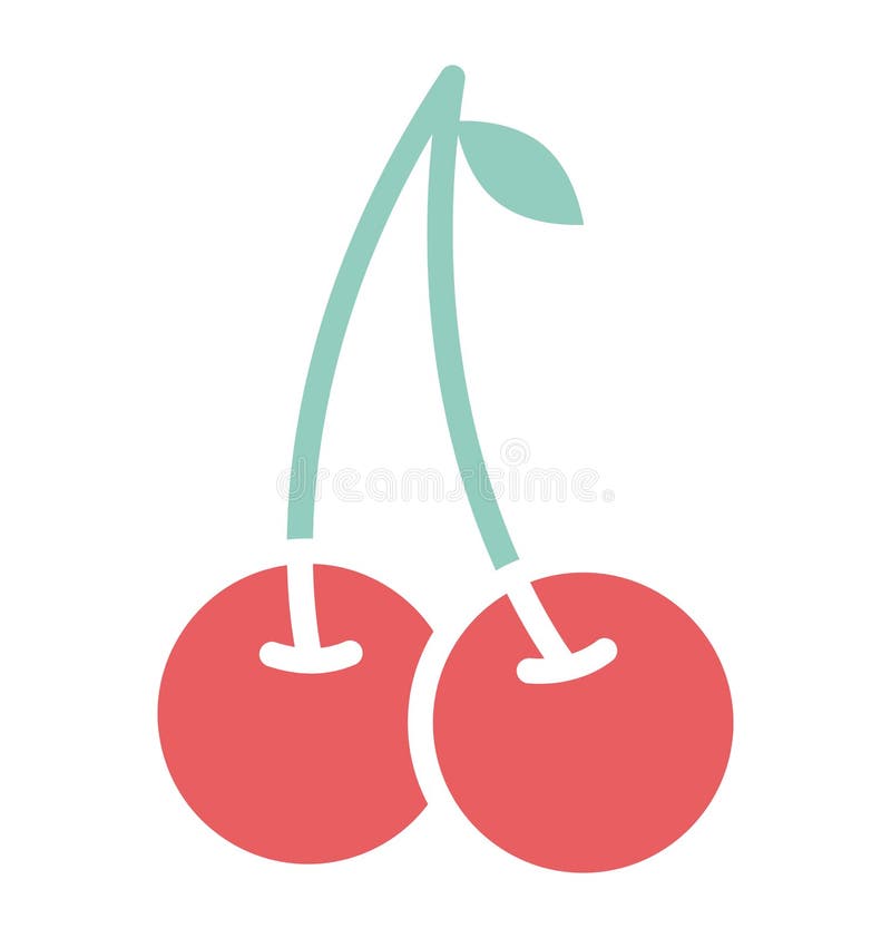 Print Cherry Isolated Vector Icon Which Can Easily Modify or Edit Stock ...