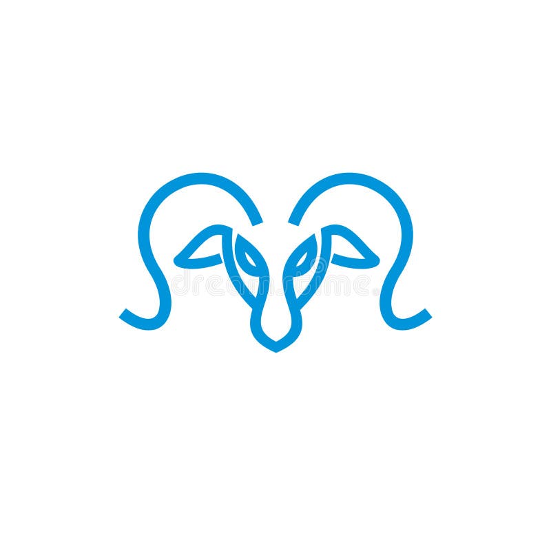 Flat Luxury Goat Lamb Head Blue Line Logo Icon Design Vector ...