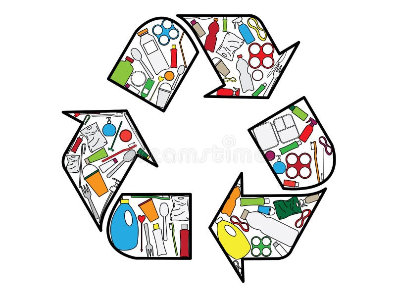 Recycling Logo Build Up from Plastic Products Stock Vector ...