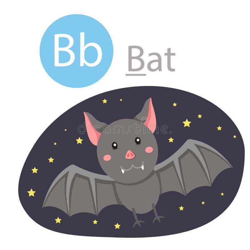 Animal alphabet B for bat stock vector. Illustration of happy - 13747370