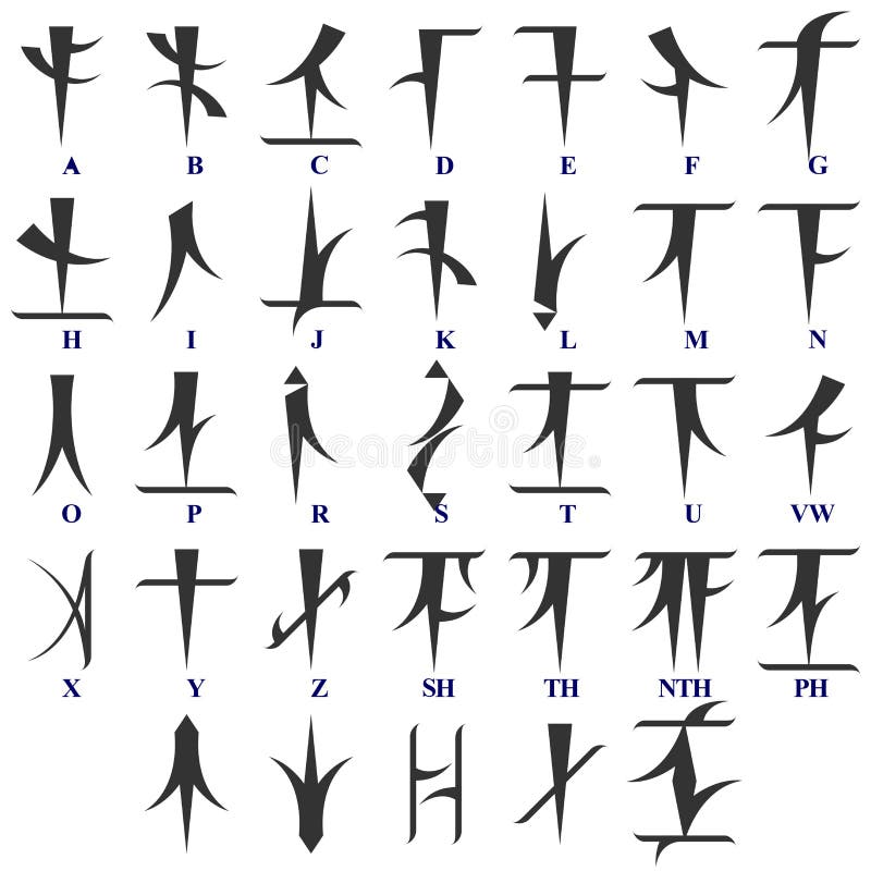 Fothonth a New Creative Ancient Alphabets Contain a - Z Except Q Stock ...