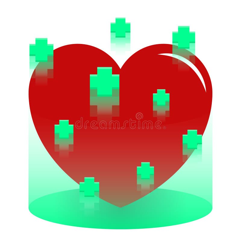 Red Heart with Green Healing Effect Stock Vector - Illustration of ...