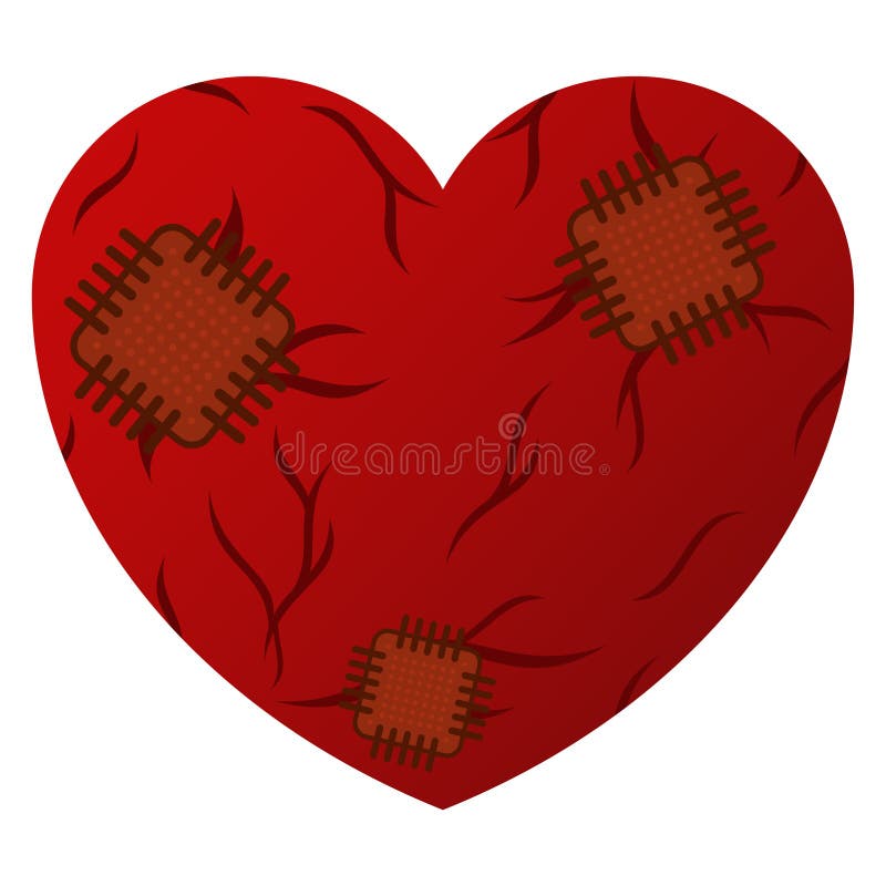 Red Wounded Heart with Adhesive Plaster Stock Vector - Illustration of ...