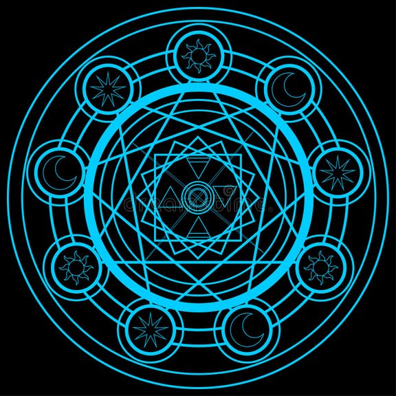 Blank Light Blue Magic Circle To Fill Each of Magical Alphabets Stock ...